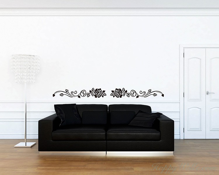 Rose Flower Wall Border Vinyl Decals Modern Wall Art