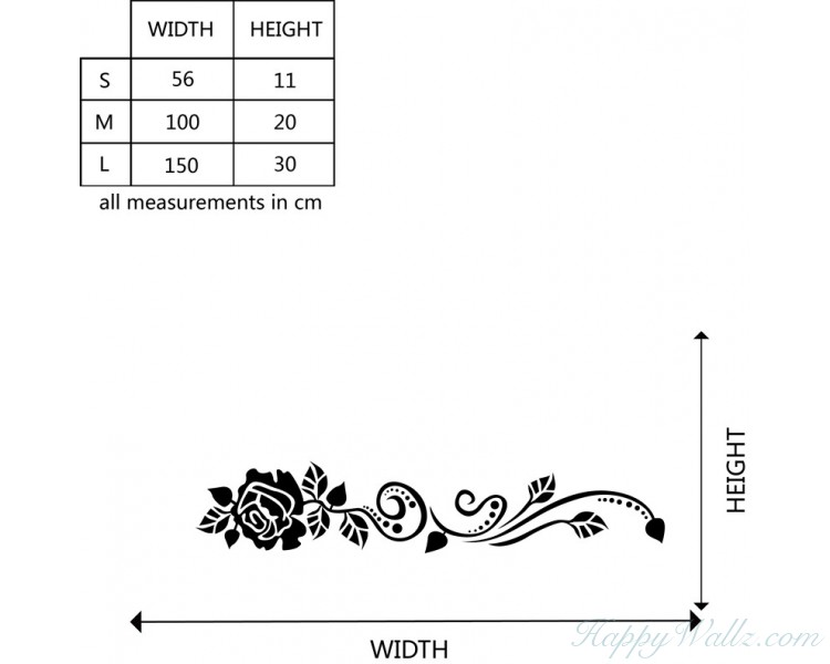 Rose Flower Wall Border Vinyl Decals Modern Wall Art